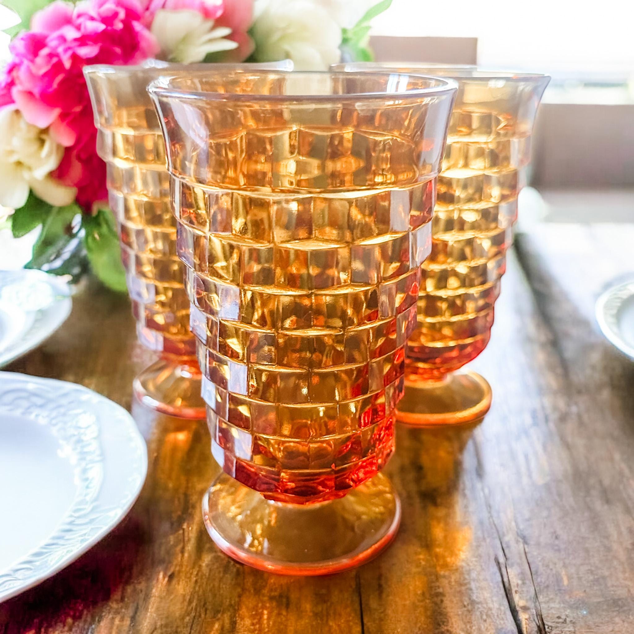 Set of 5 Vintage Amber Iced Tea Goblets – Indiana Glass Whitehall, Mid ...